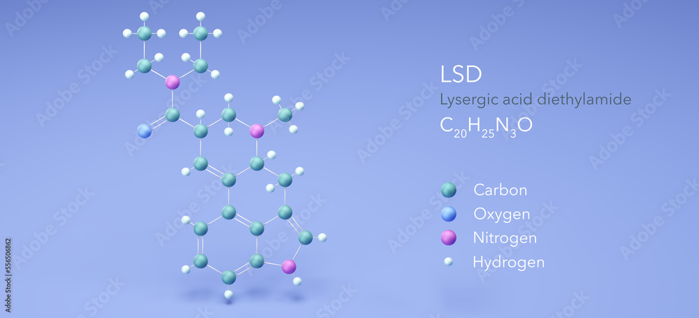 lsd molecular structure, Lysergic acid diethylamide 3d model ...