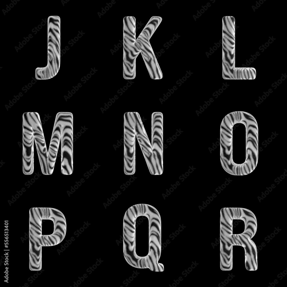 3D Render Set of Zebra Alphabet - Font including Letters, Numbers and ...