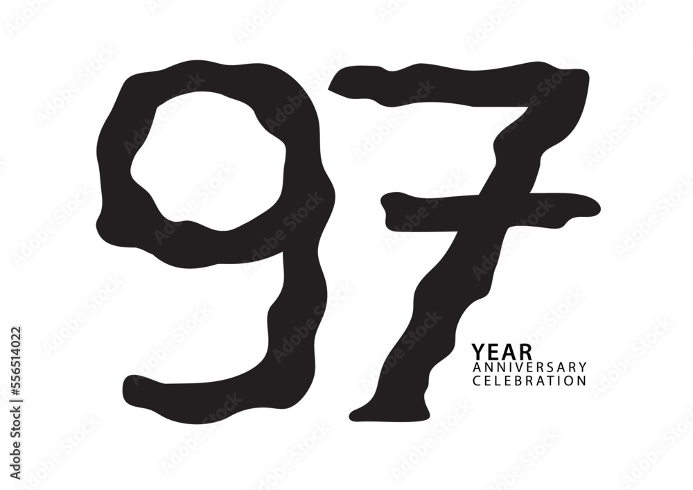Стоковий вектор 97 year anniversary celebration black color logotype ...
