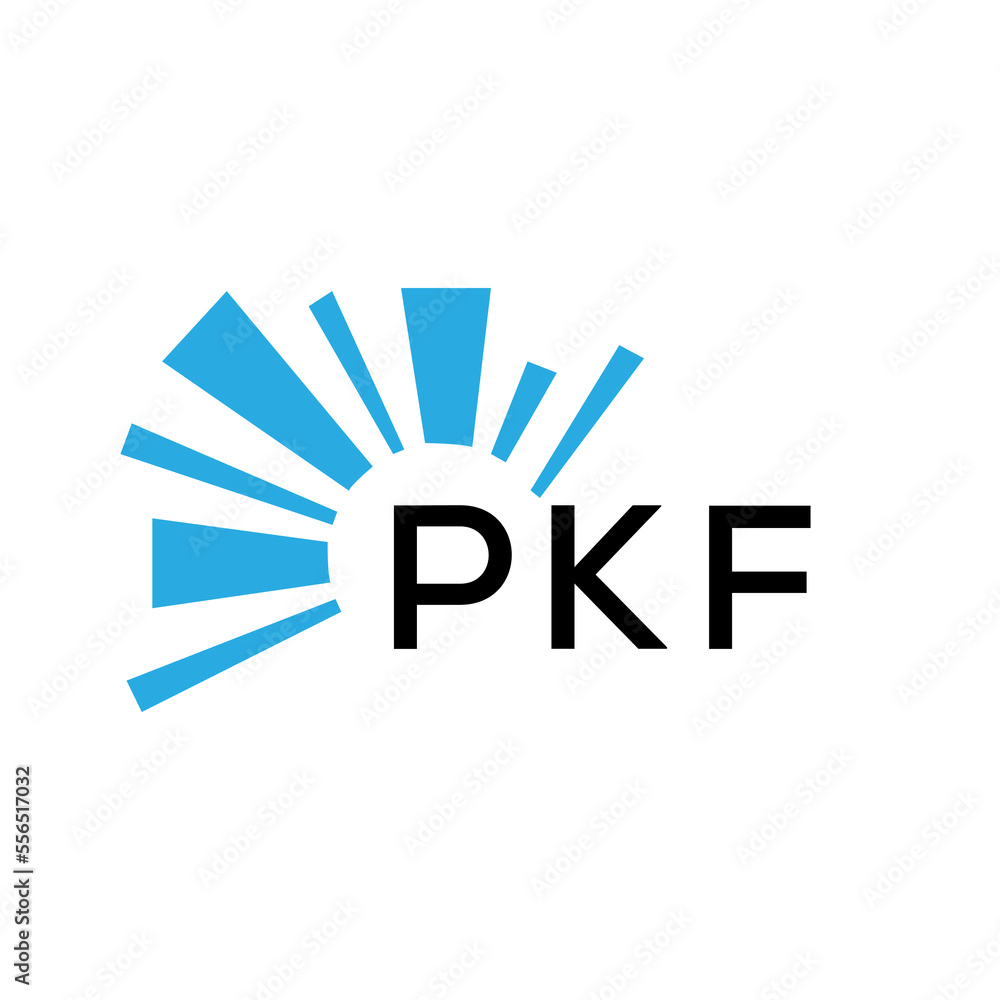 PKF letter logo. PKF blue image on white background and black letter. PKF technology Monogram ...