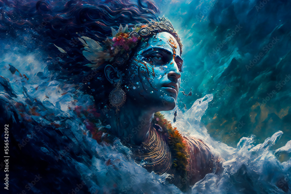 Lord Krishna Underwater. Happy Janmashtami holiday Indian festival ...