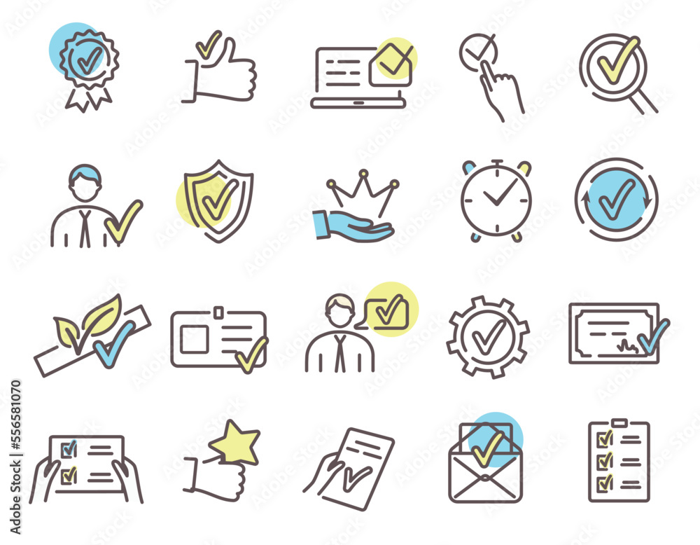 Accreditation icons set. Collection of graphic elements for website ...