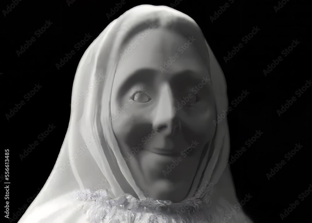 A scary ghost (woman from the Victorian era) staring at the viewer ...
