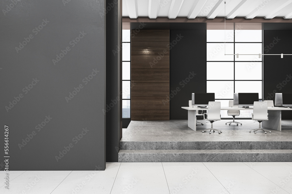 Contemporary conference room interior with mock up place on wall ...