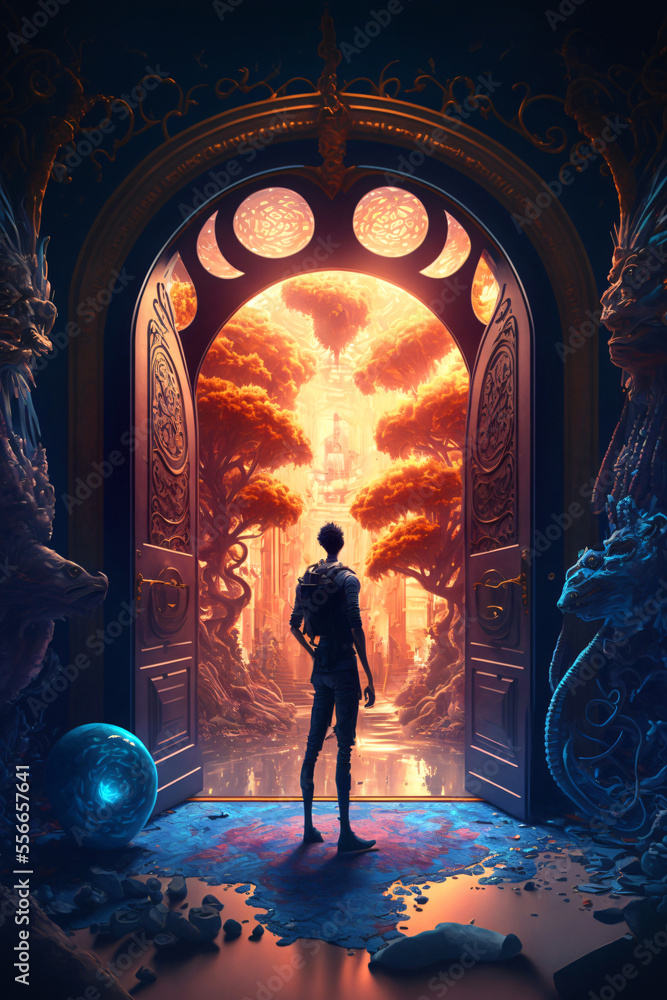 Ilustración de Stock fantastic gate, the gateway to the realm of dreams ...