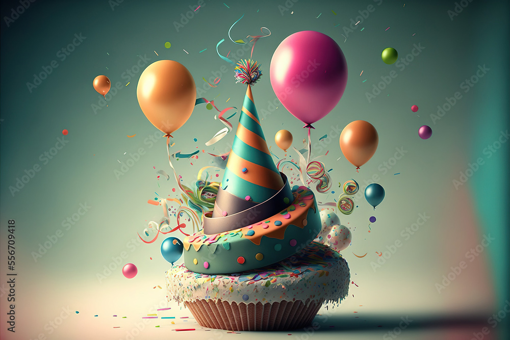 Happy Birthday Celebration Generative AI Stock Illustration | Adobe Stock