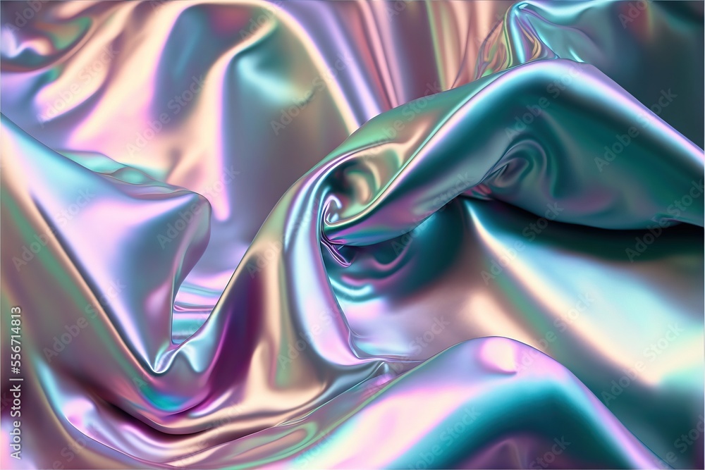 a very pretty shiny metallic fabric with a blue background and a pink ...