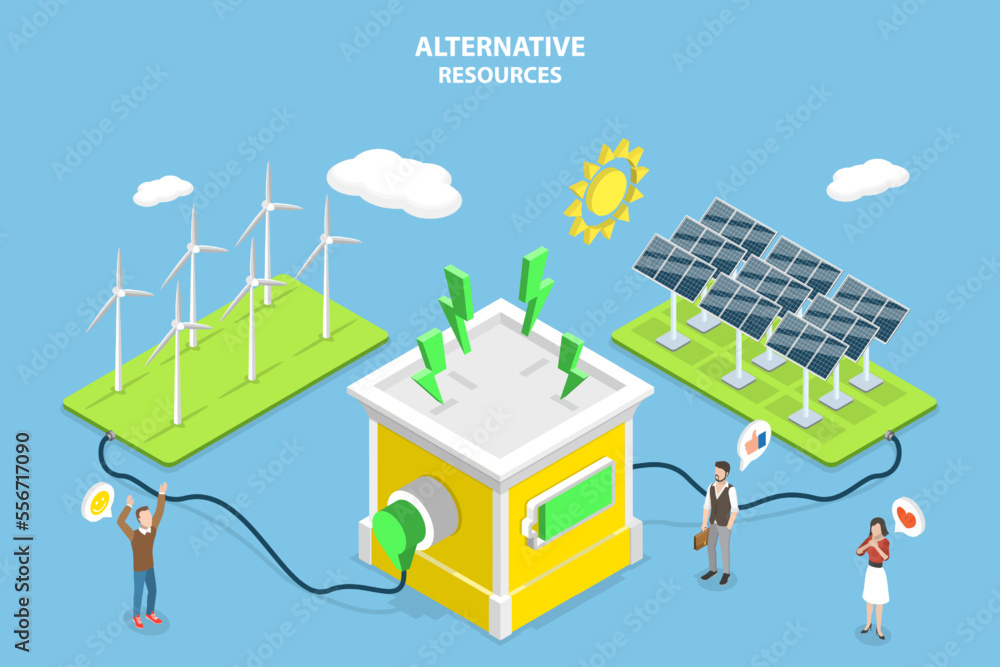 3D Isometric Flat Vector Conceptual Illustration of Alternative ...