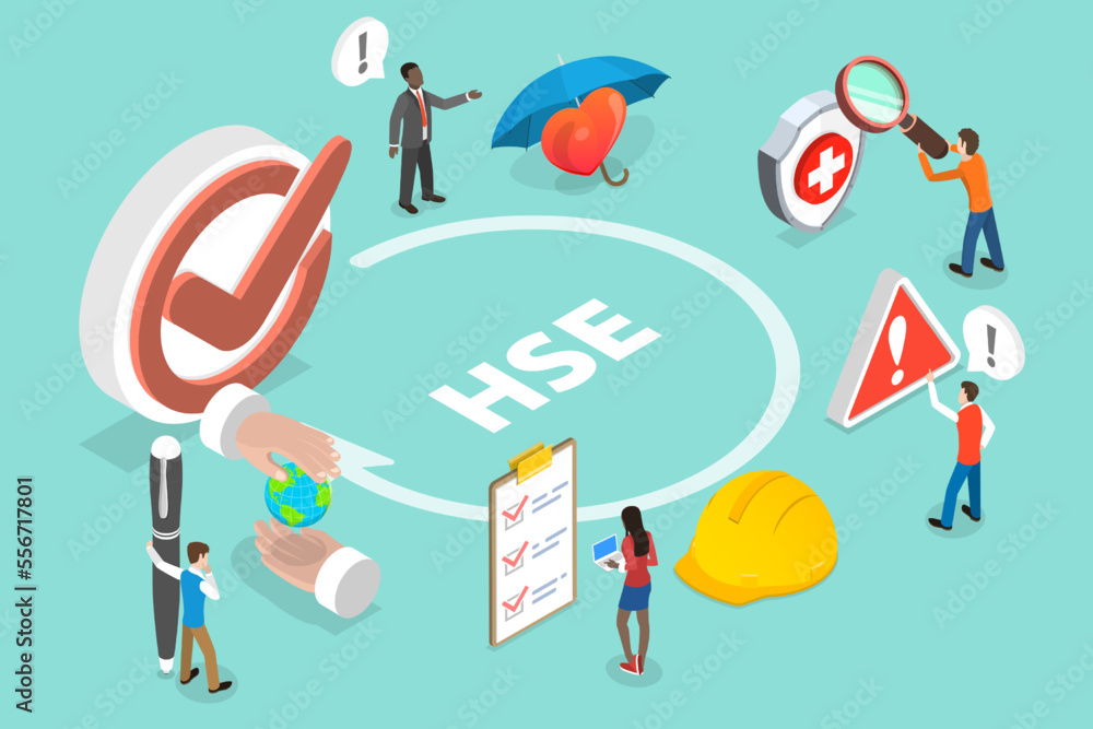 3D Isometric Flat Vector Conceptual Illustration of HSE stands for ...