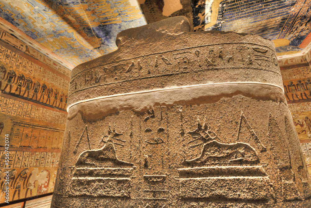 Sarcophagus in Burial Chamber, Tomb of Ramses IV, KV2, Valley of the ...