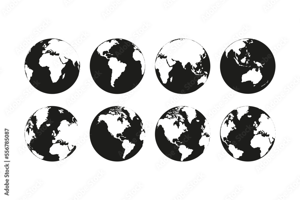 Earth Icons - World Icon Set - Planet Earth - Globe - Continents ...