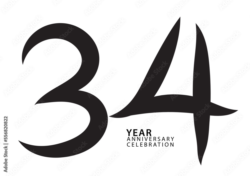 Stock-Vektorgrafik „34 year anniversary celebration black color ...