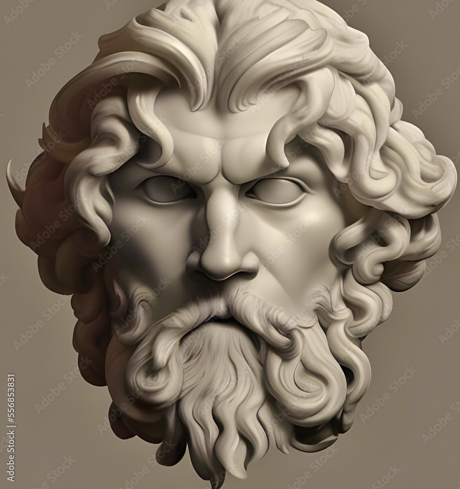 Generative AI image featuring a chiseled white marble statue bust of ...