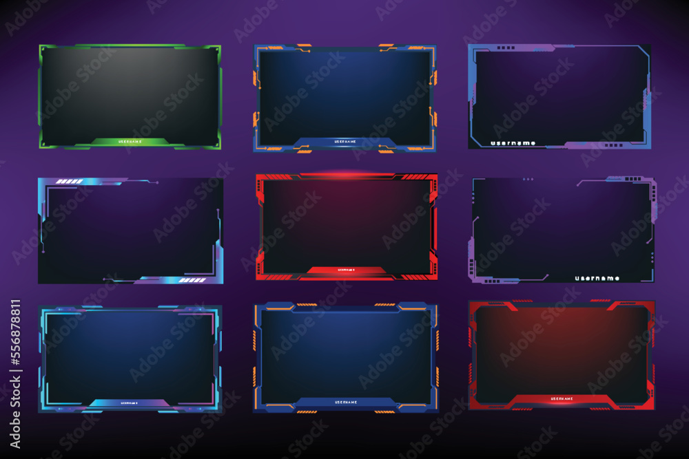 Vector de Stock Twitch stream overlay package including facecam overlay ...