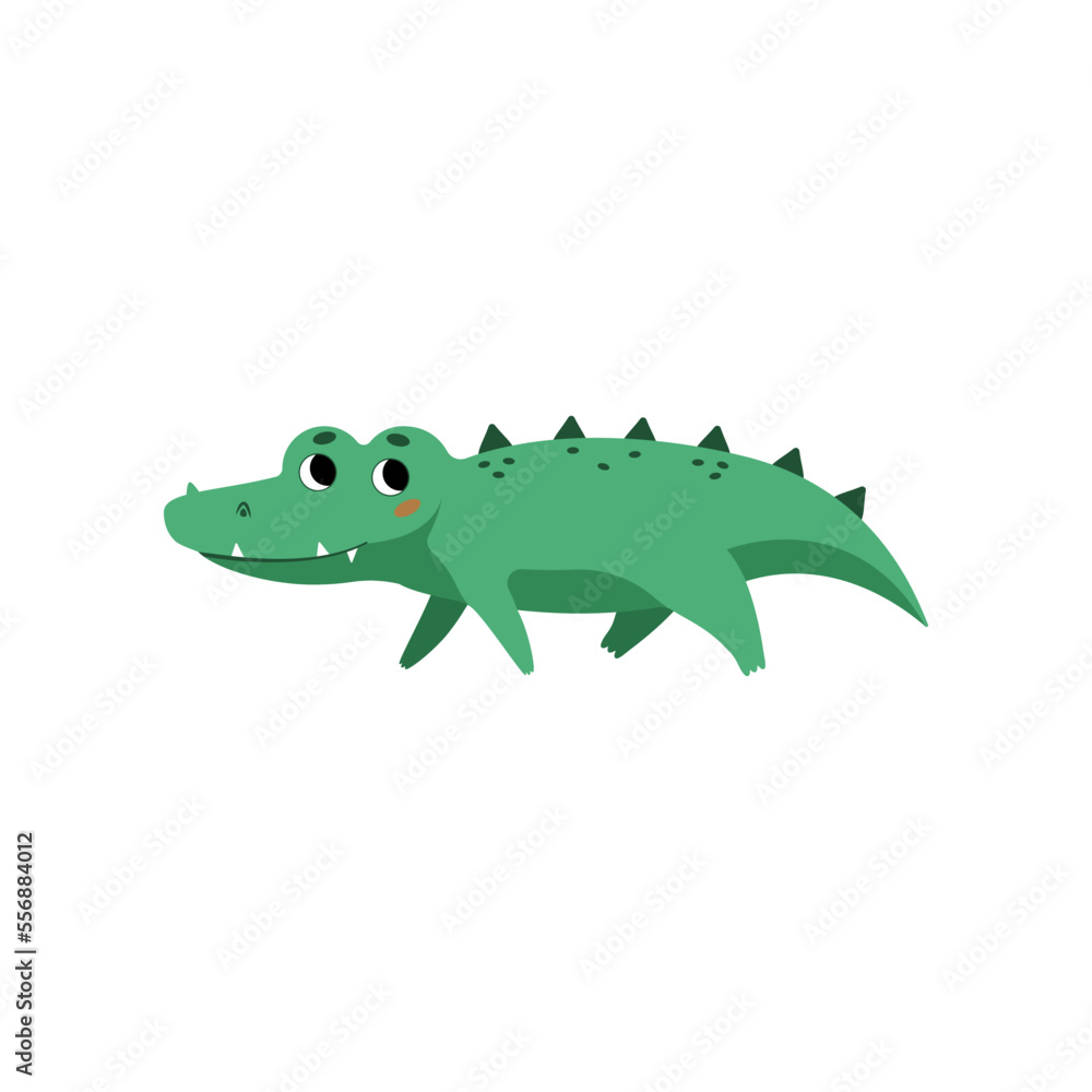 Cute crocodile standing cartoon illustration. Funny alligator standing ...