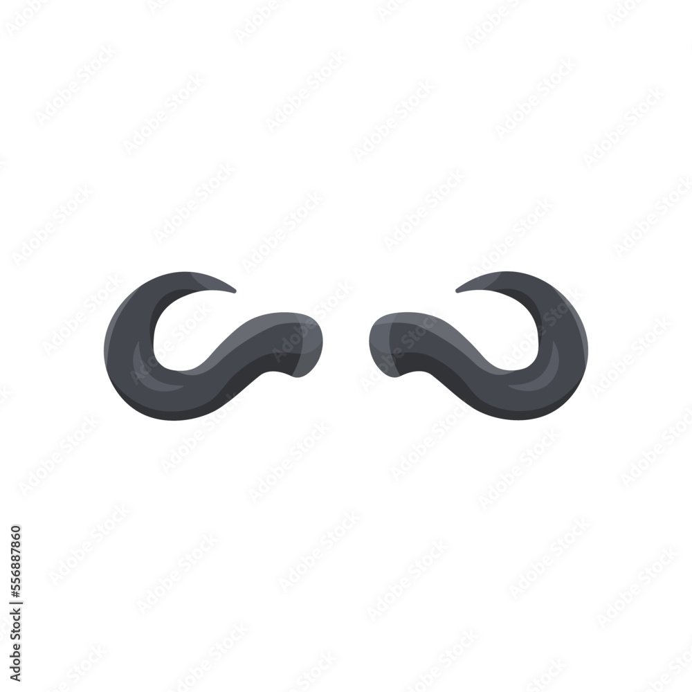 American buffalo horns vector illustrations set. Cartoon drawing of ...