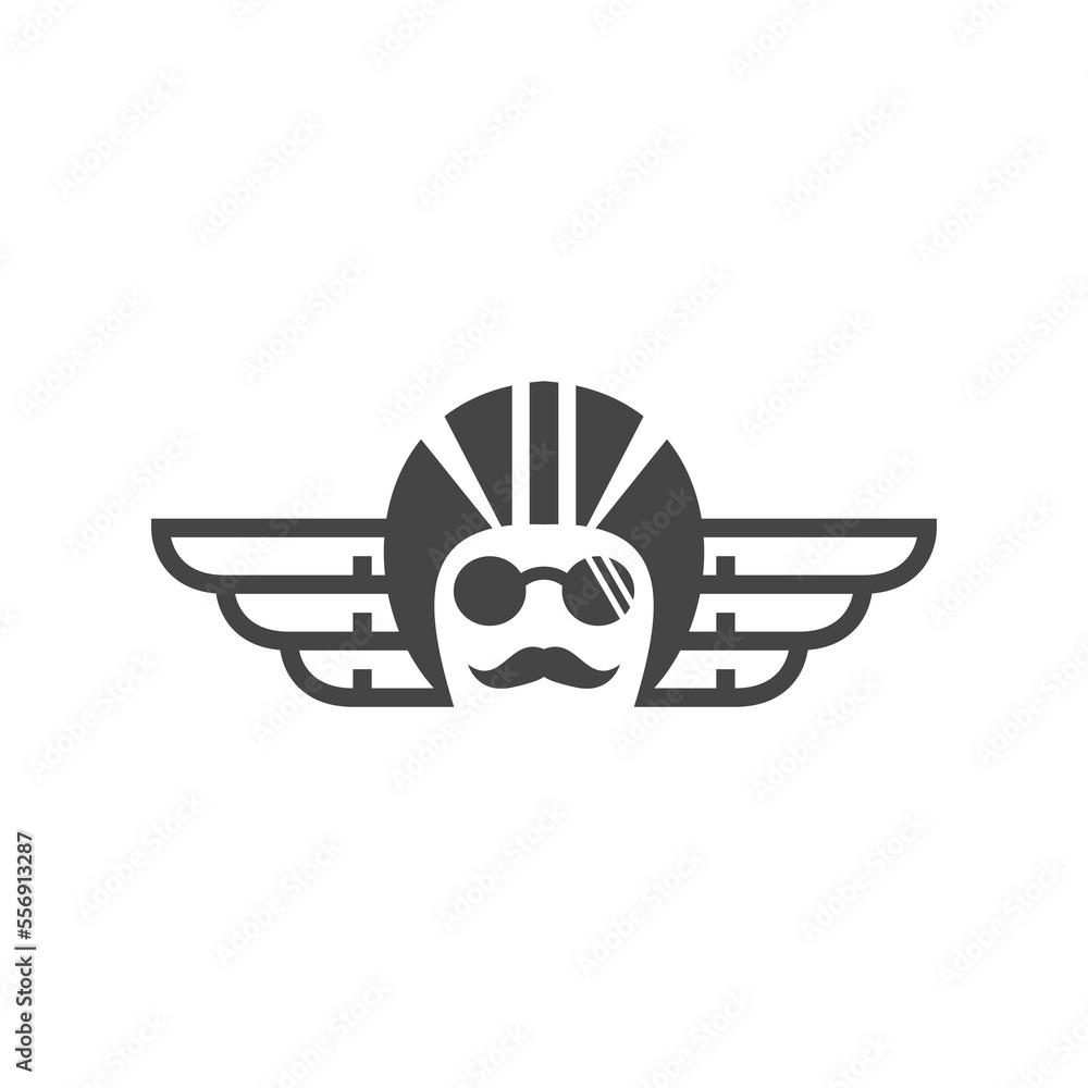 wing helmet person logo design vector sign Stock Vector | Adobe Stock