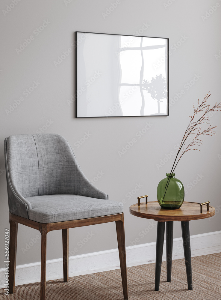 Frame mockup in modern home interior background, 3d render Stock ...