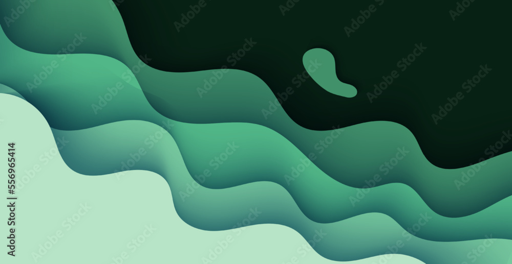 Multi layers green texture 3D papercut layers in gradient vector banner ...