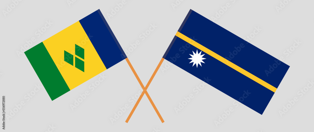 Crossed flags of Saint Vincent and the Grenadines and Nauru. Official ...
