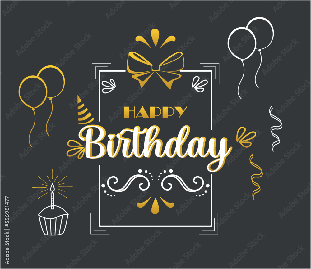 Happy Birthday vector. Chalkboard style illustration. Handwriting ...
