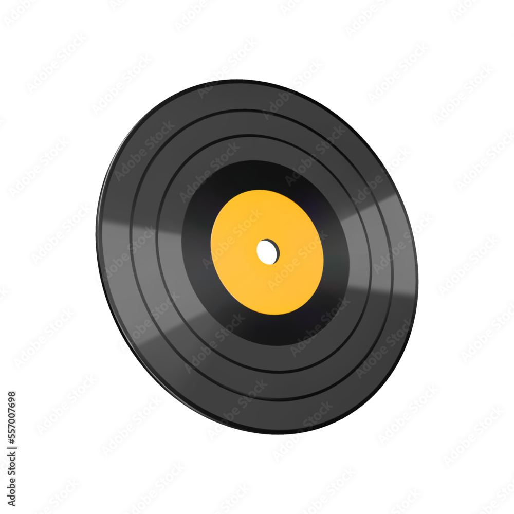 Vinyl record 3d icon. disc with printed soundtrack. Isolated object on ...