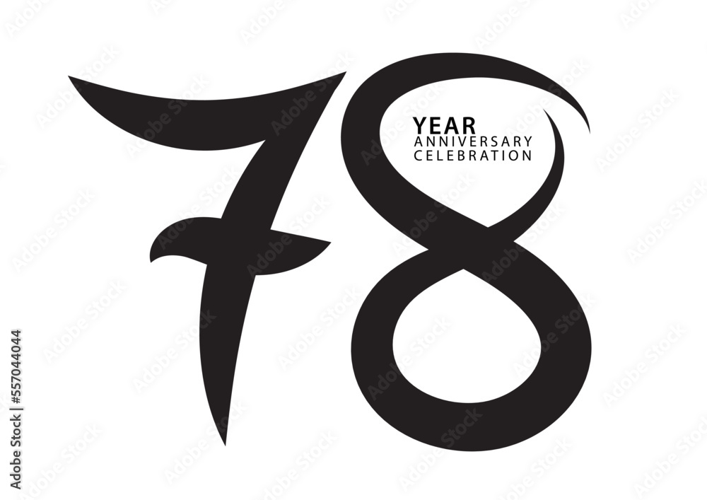 78 year anniversary celebration black color logotype vector, 78 number ...