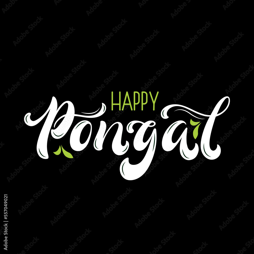 Happy Pongal Holiday Harvest Festival of Tamil Nadu South India. Hand ...