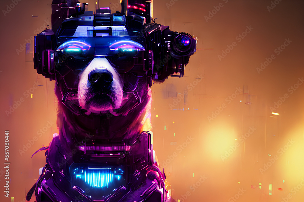 cyberpunk robot dog in a futuristic city Stock Illustration | Adobe Stock