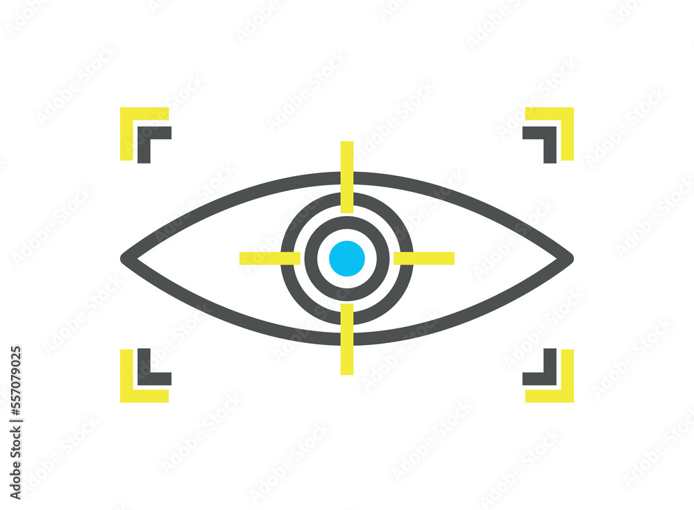 Eye authorization colorful icon. Retinal scan and innovations ...