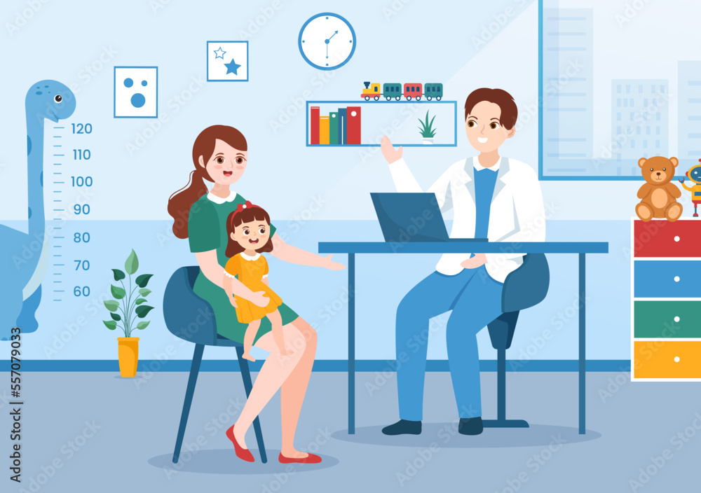 Pediatrician Examines Sick Kids and Baby for Medical Development ...
