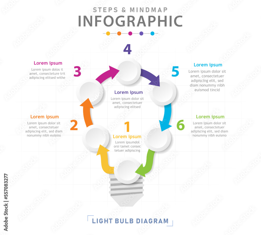 Infographic template for business. 6 Steps Modern Mindmap diagram with circles, presentation ...