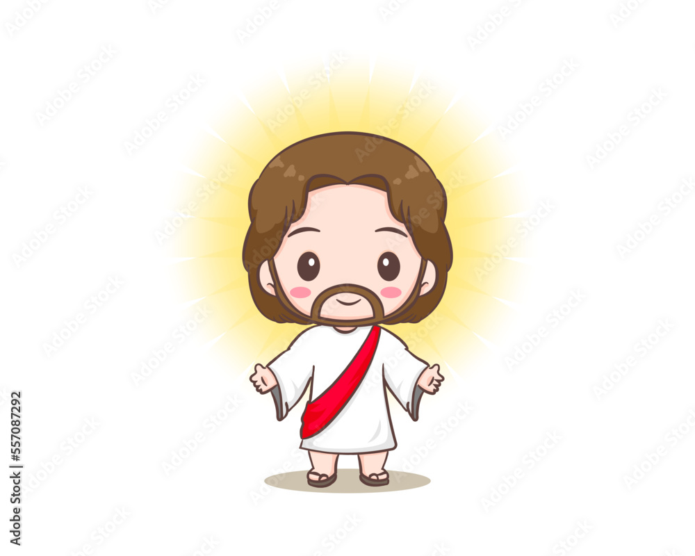 Cute Jesus Christ cartoon character. Hand drawn Chibi character, clip ...
