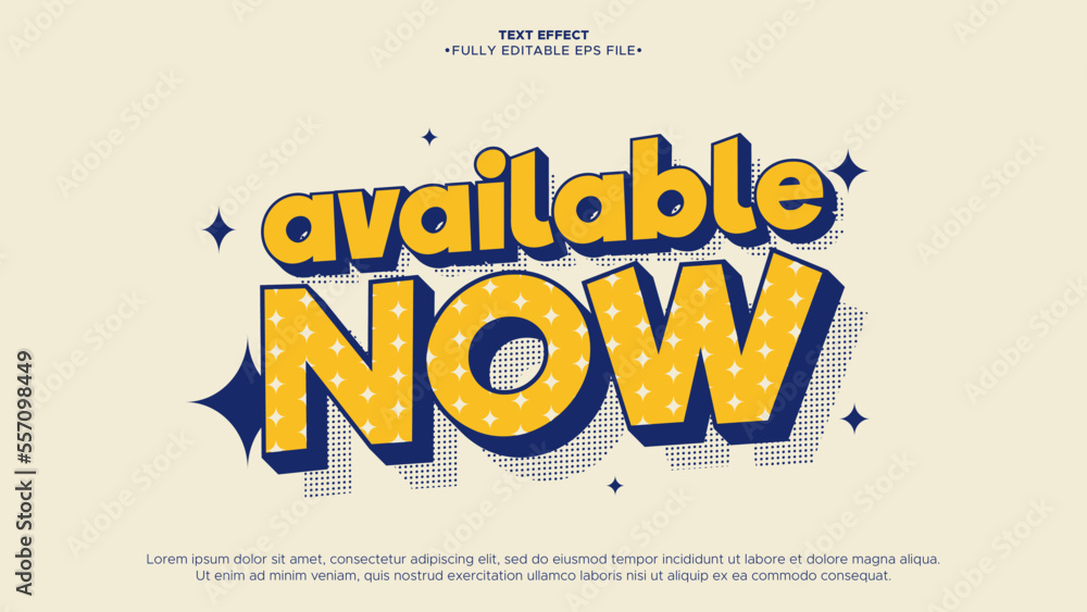 Available now promotion text effect Stock Vector | Adobe Stock