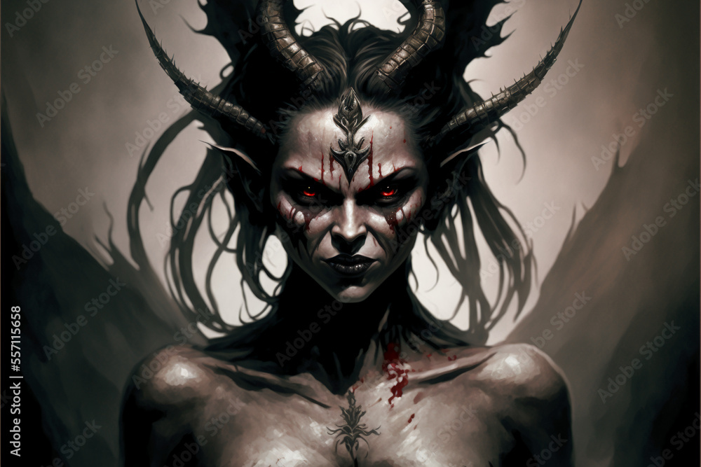 Succubus, a supernatural demon. Evil and seductive female devil. Generative AI. Stock ...