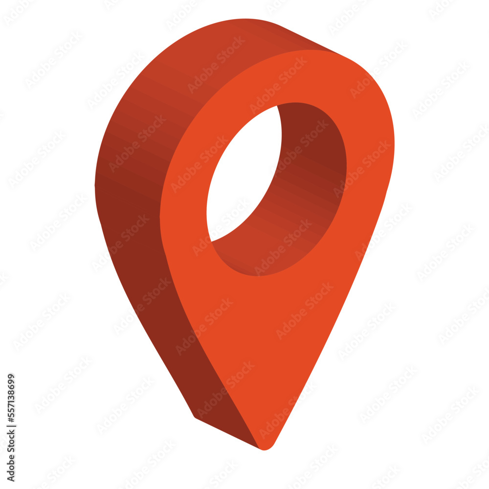 Red 3d web pointer map icon. Navigation label digital gps direction and mark symbol with vector ...