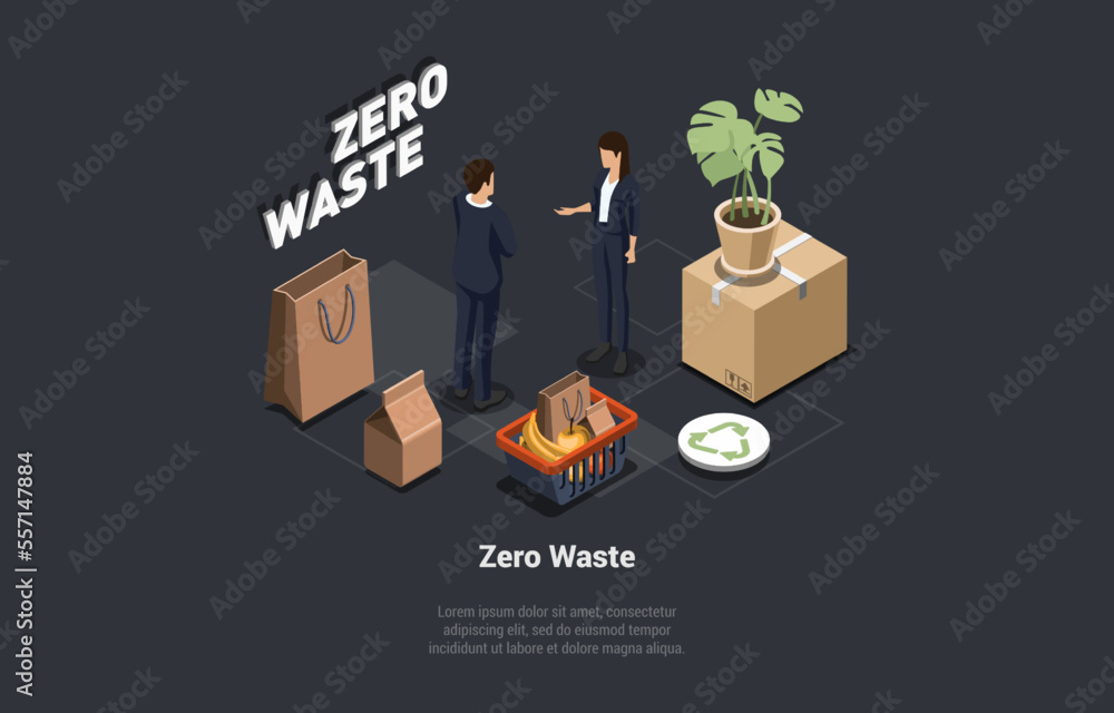 Zero Waste, Eco-Friendly, Recycling Garbage Process Concept. Grocery ...
