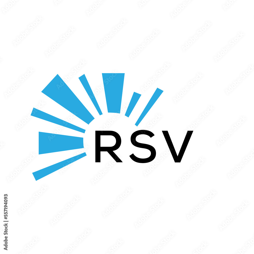 RSV letter logo. RSV blue image on white background and black letter ...