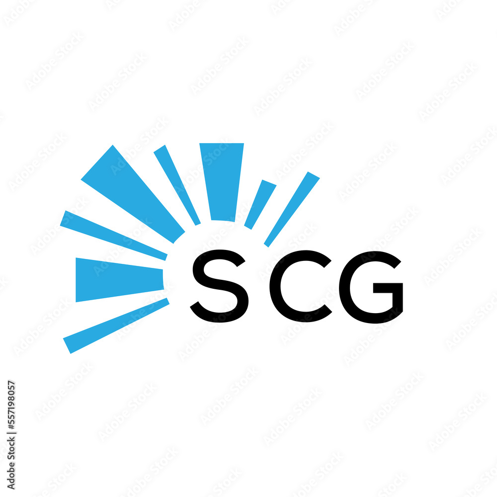 SCG letter logo. SCG blue image on white background and black letter ...