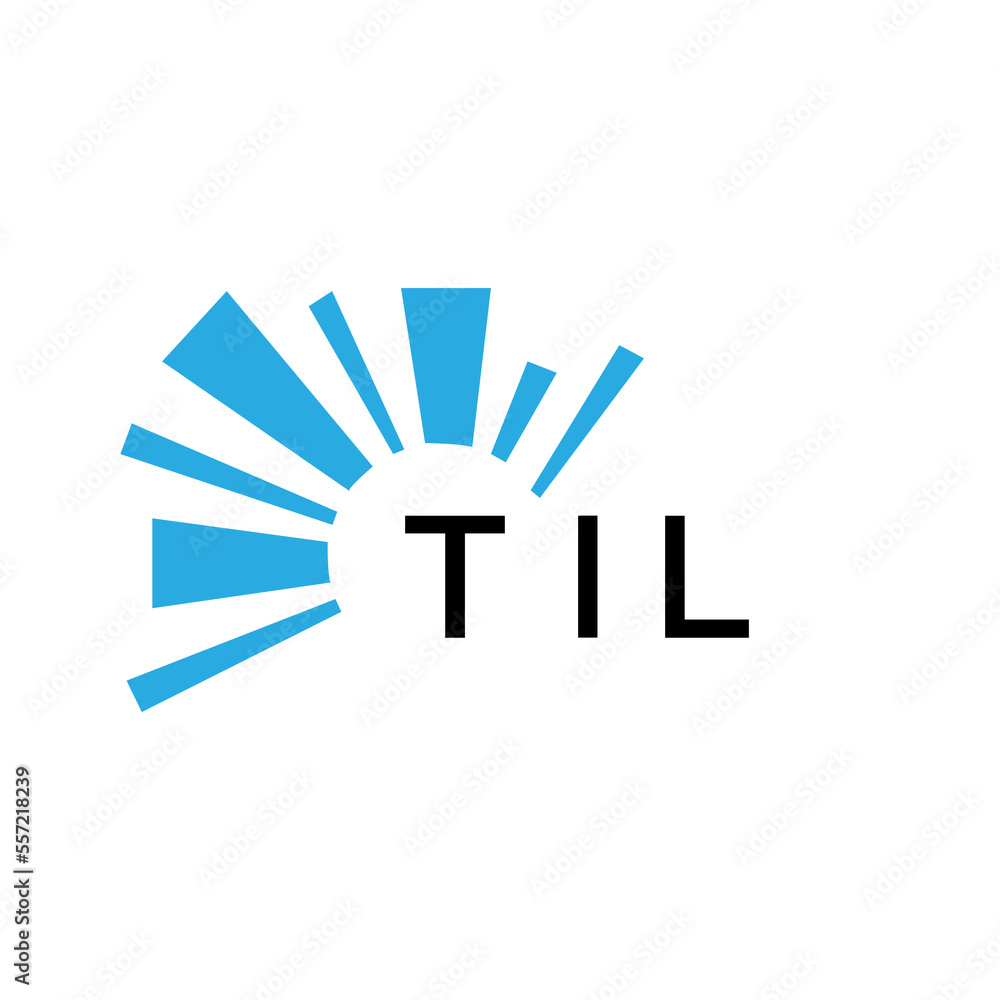 TIL letter logo. TIL blue image on white background and black letter ...