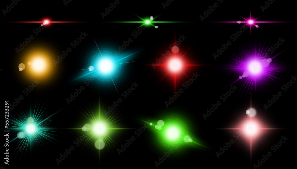 realistic Lens flares set Stock Illustration | Adobe Stock