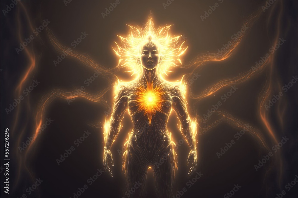 4K resolution or higher, A godlike being, created from pure energy ...