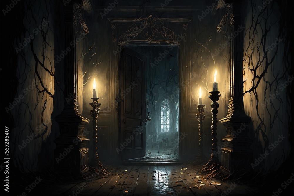 creepy interior of an abandoned building background, concept art ...