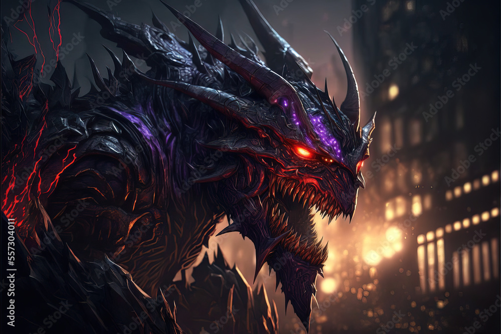 Evil Purple Red Monster Character design art, void demon creature ...