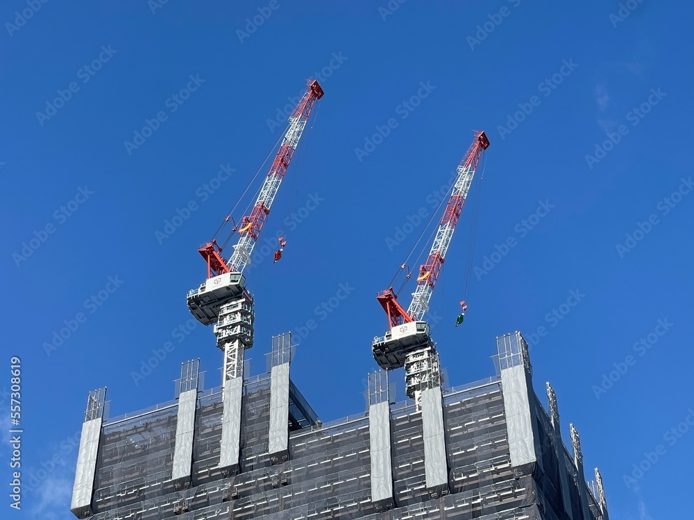 Stock-Foto „tower building, construction, architecture, crane, sky ...