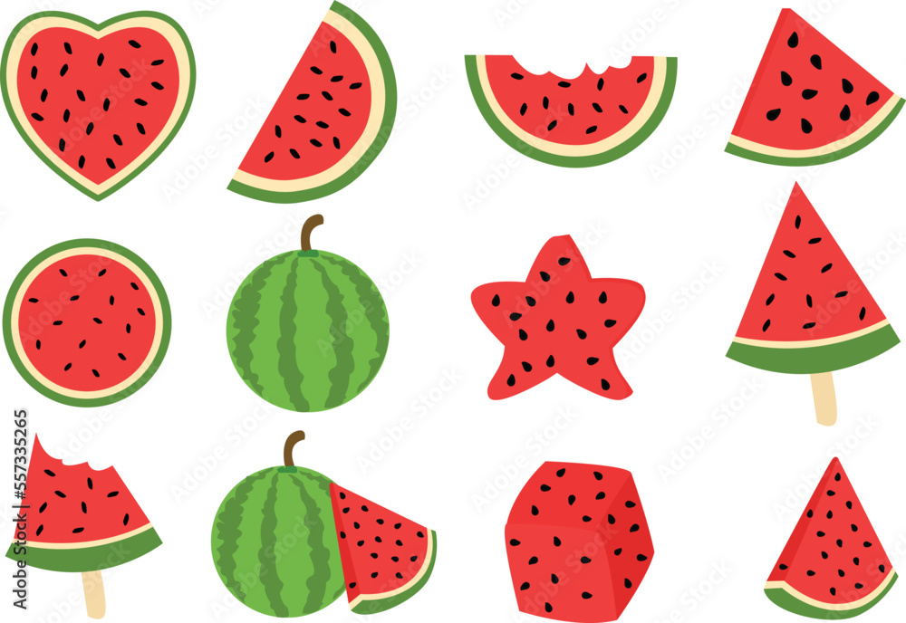 Watermelon clipart set illustrations Stock-vektor | Adobe Stock