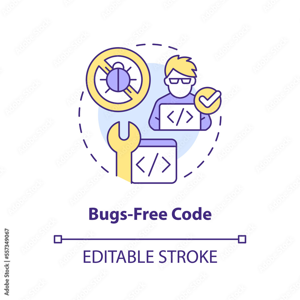 Bugs-free code concept icon. Functional programming benefit abstract ...