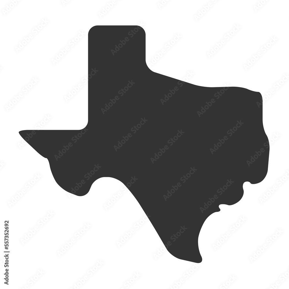 Texas state of United States of America, USA. Simplified thick black ...