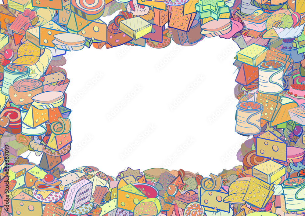 Background pattern abstract design texture. Snacks and Cheeses. Border ...