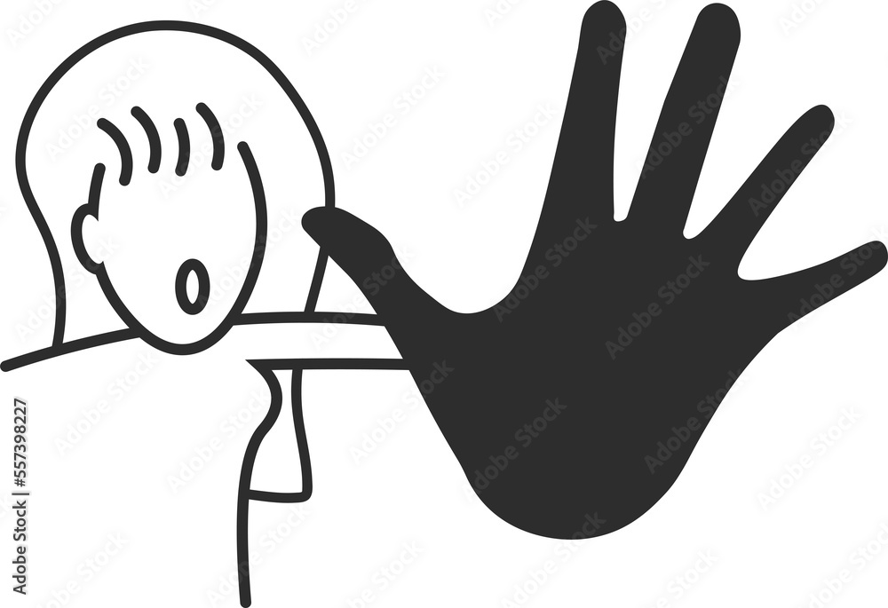 outline vector illustration of women gesture denied or stop raising ...
